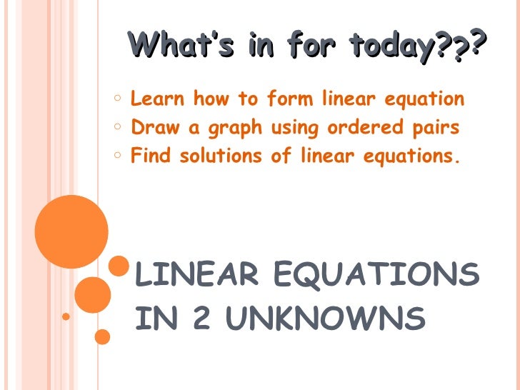 Linear Equations In 2 Unknowns Meaning Of Linear Equations
