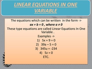 Linear equations in 2 variables | PPTX