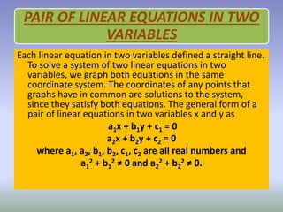 Linear equations in 2 variables | PPTX