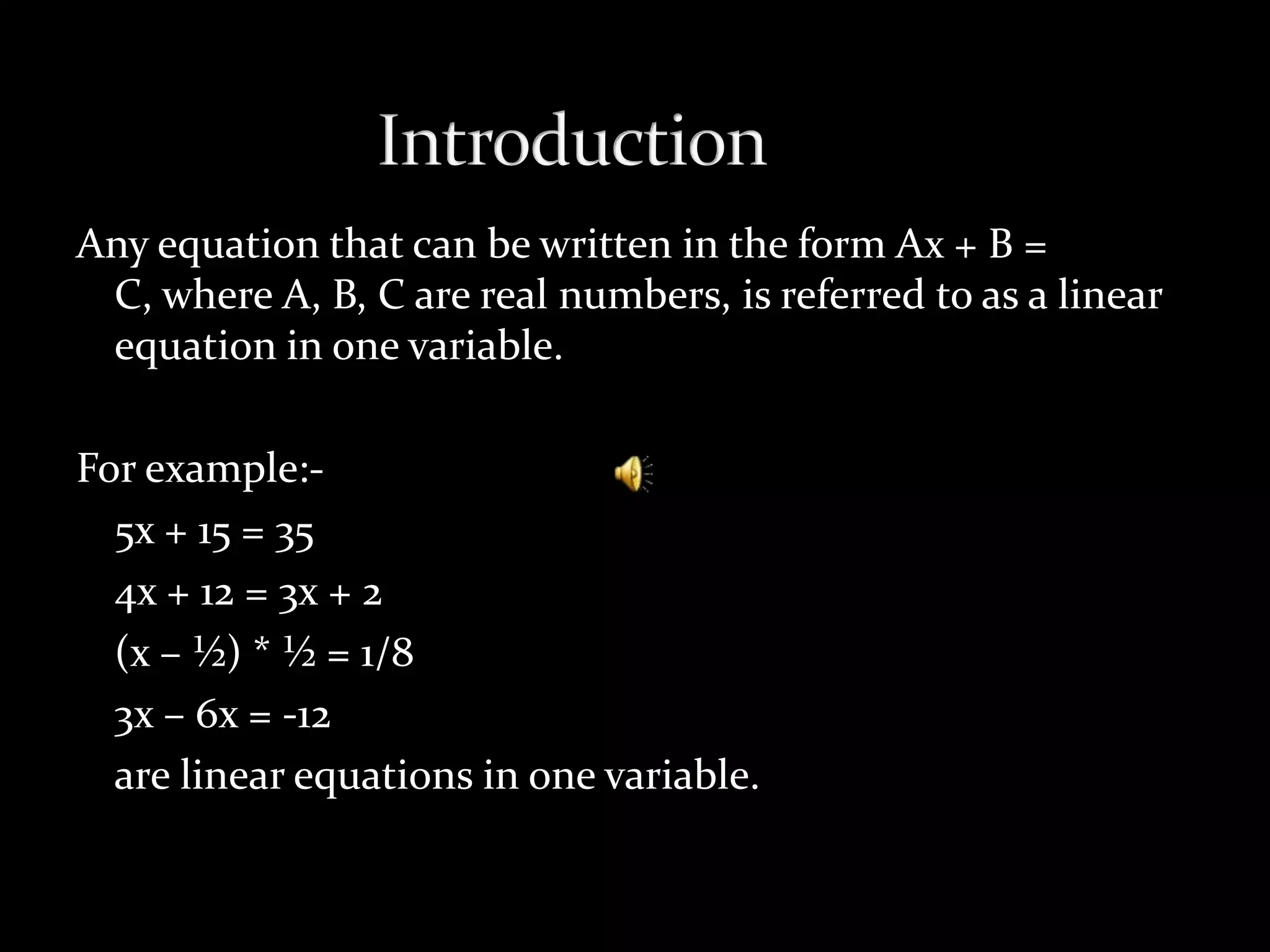 Linear equations in one variable | PPTX