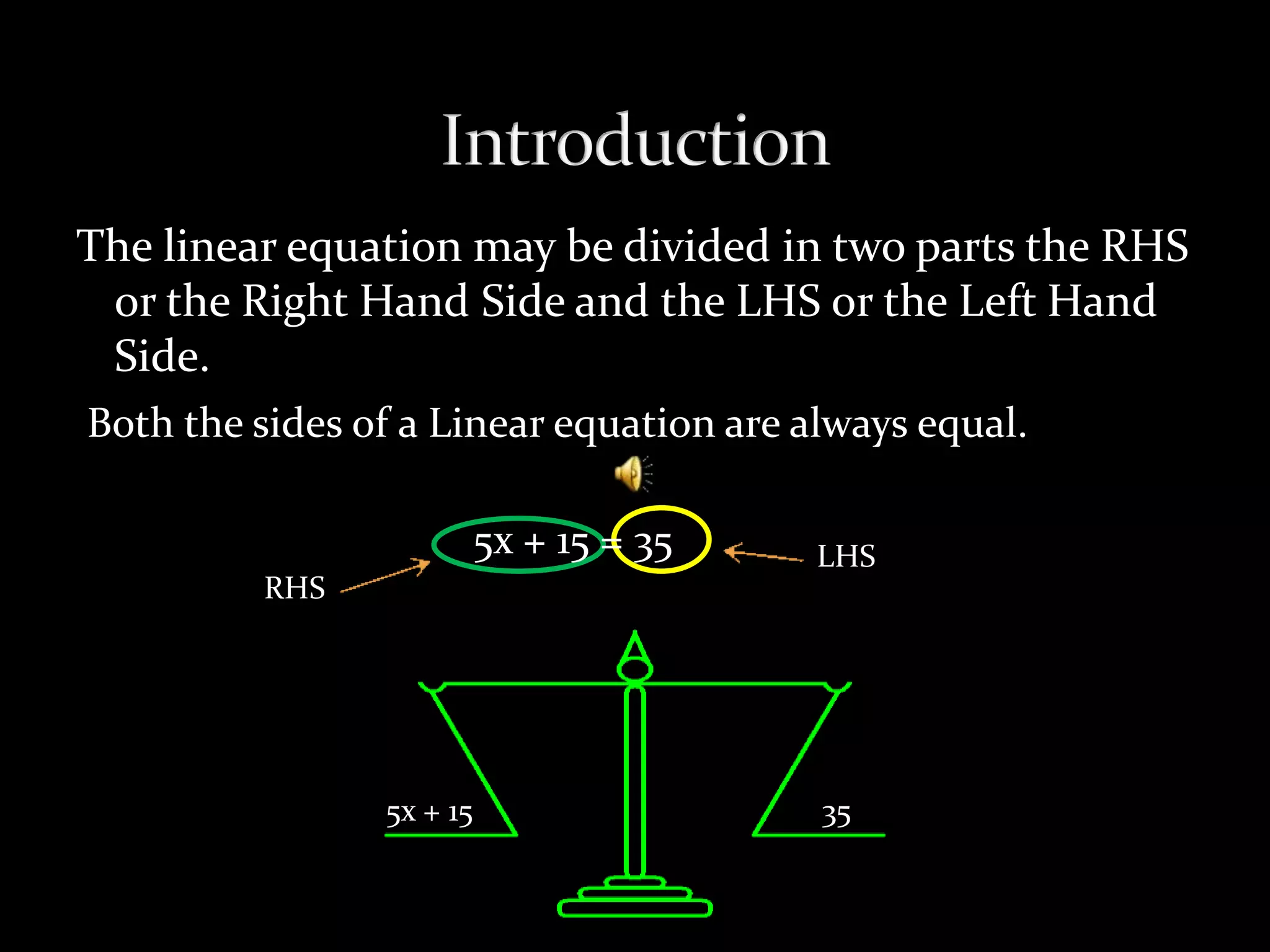 Linear equations in one variable | PPTX