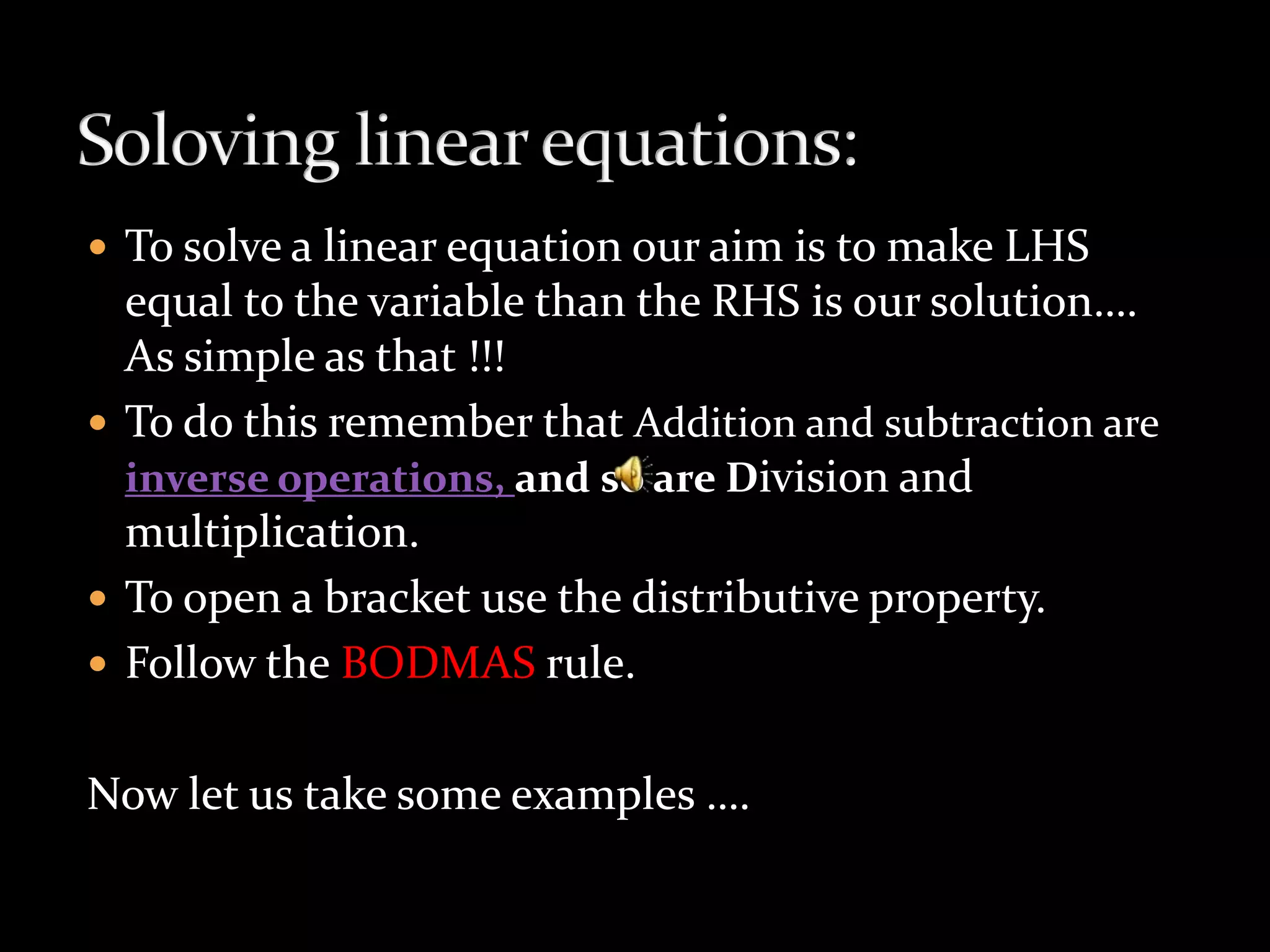 Linear equations in one variable | PPTX