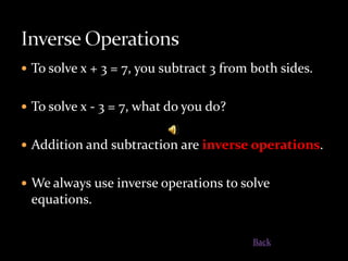 Linear equations in one variable | PPTX