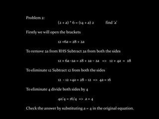 Linear equations in one variable | PPTX