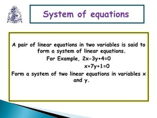 Linear equations in two variables | PPT