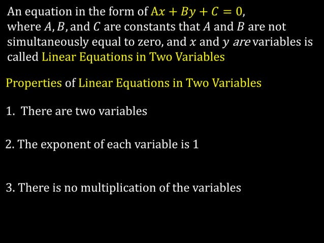 Linear equations in two variables | PPTX
