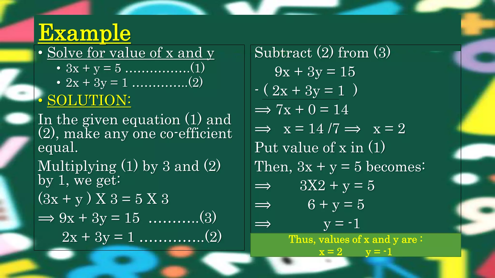 Linear equations in Two variables | PPT