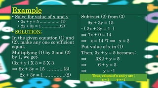 Linear equations in Two variables | PPT