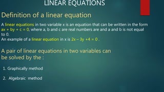 Linear equations in two variables | PPT