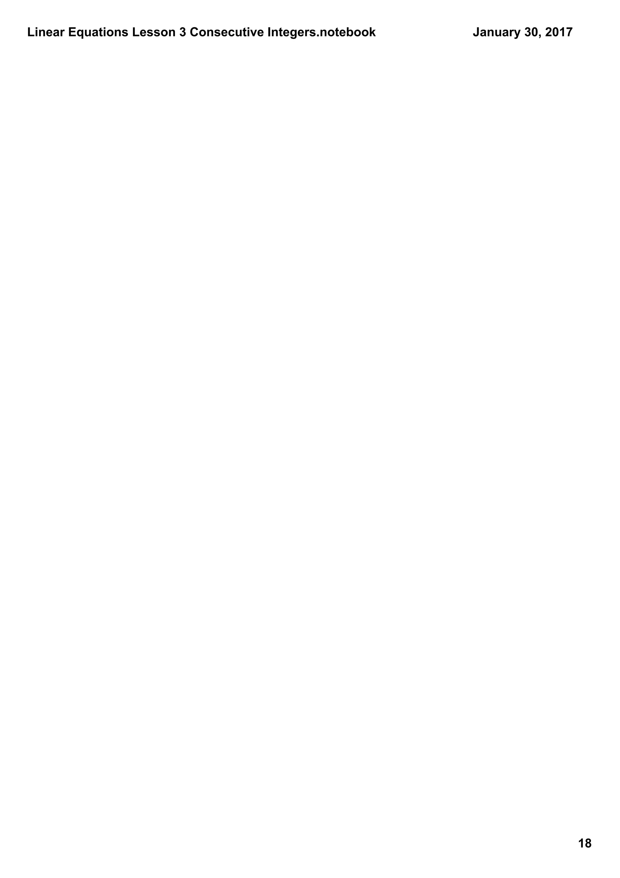 Linear equations lesson 3 consecutive integers | PDF