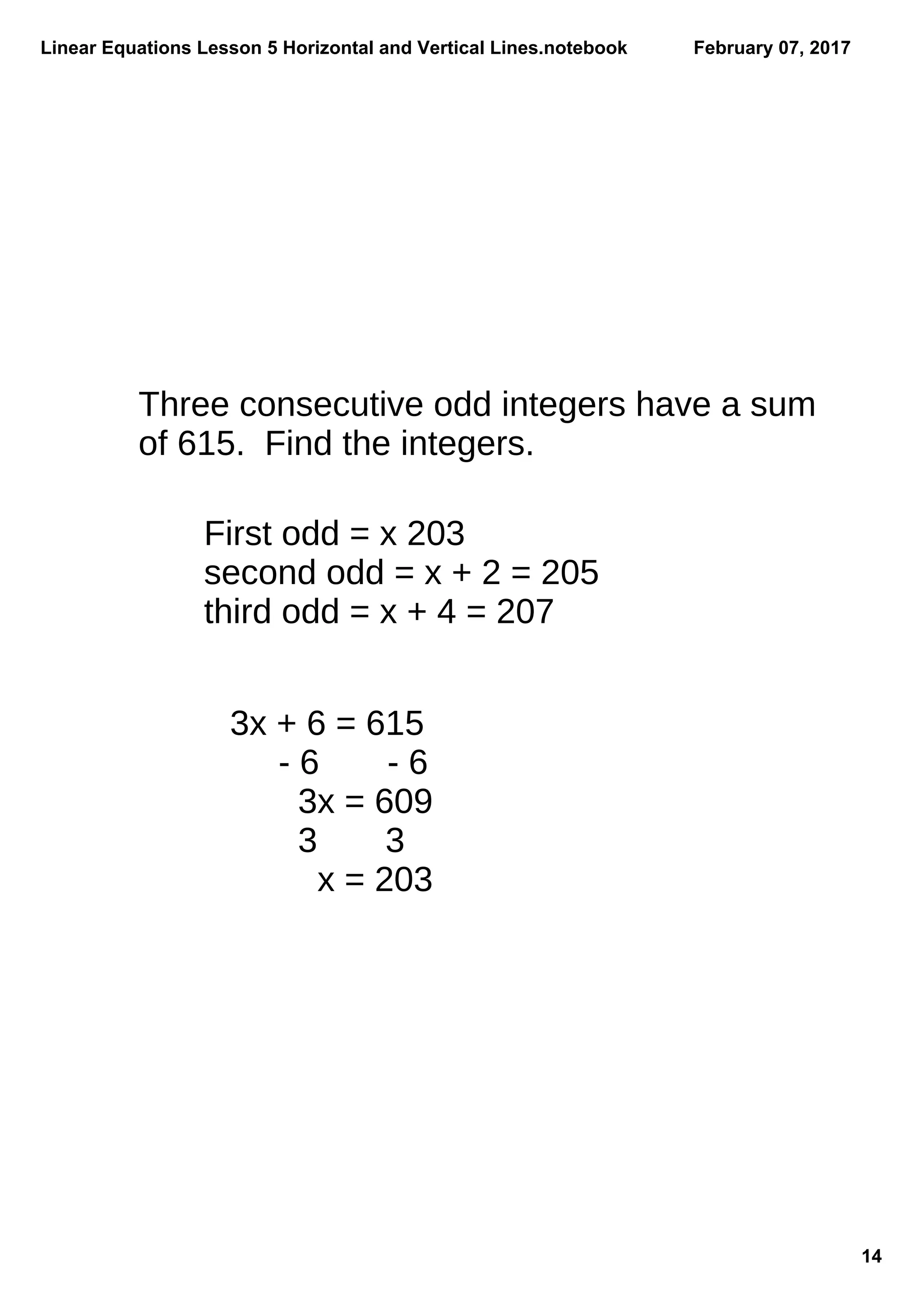 Linear equations lesson 5 horizontal and vertical lines | PDF