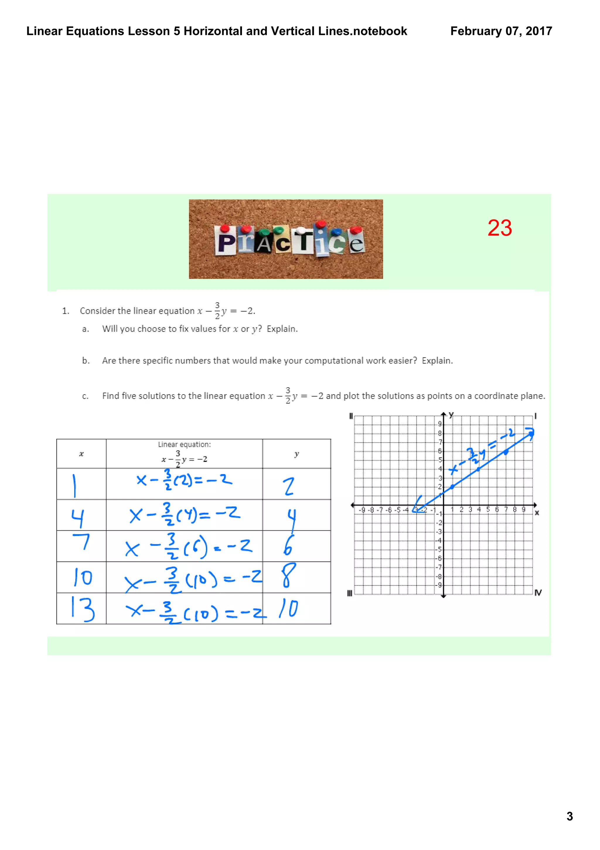 Linear equations lesson 5 horizontal and vertical lines | PDF