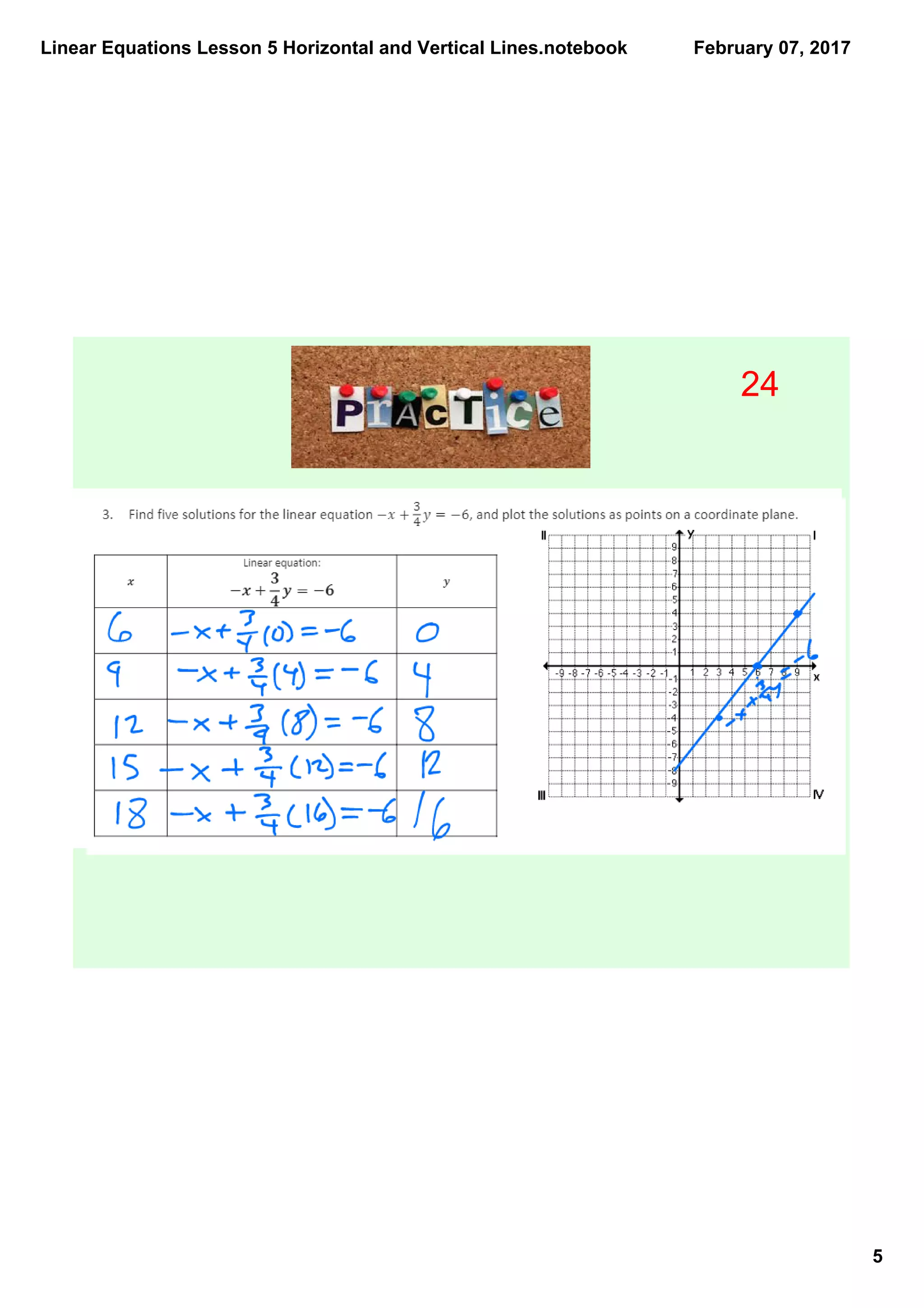 Linear equations lesson 5 horizontal and vertical lines | PDF