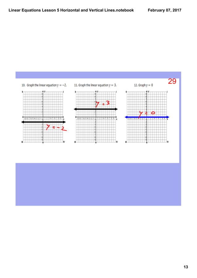 Linear equations lesson 5 horizontal and vertical lines | PDF