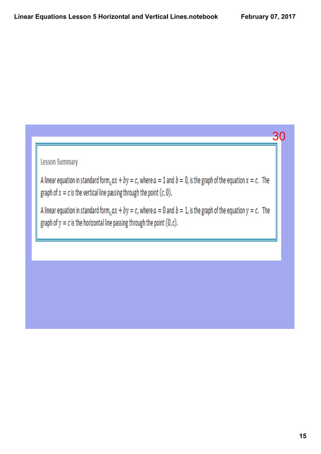 Linear equations lesson 5 horizontal and vertical lines | PDF