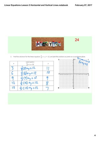 Linear equations lesson 5 horizontal and vertical lines | PDF