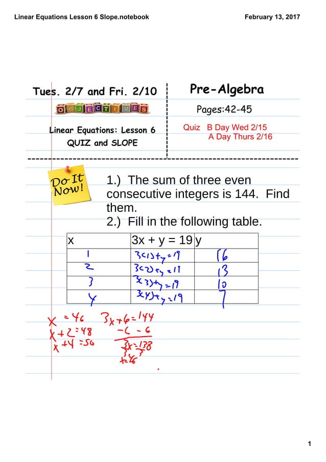 Linear equations lesson 6 slope | PDF | Geology | Science