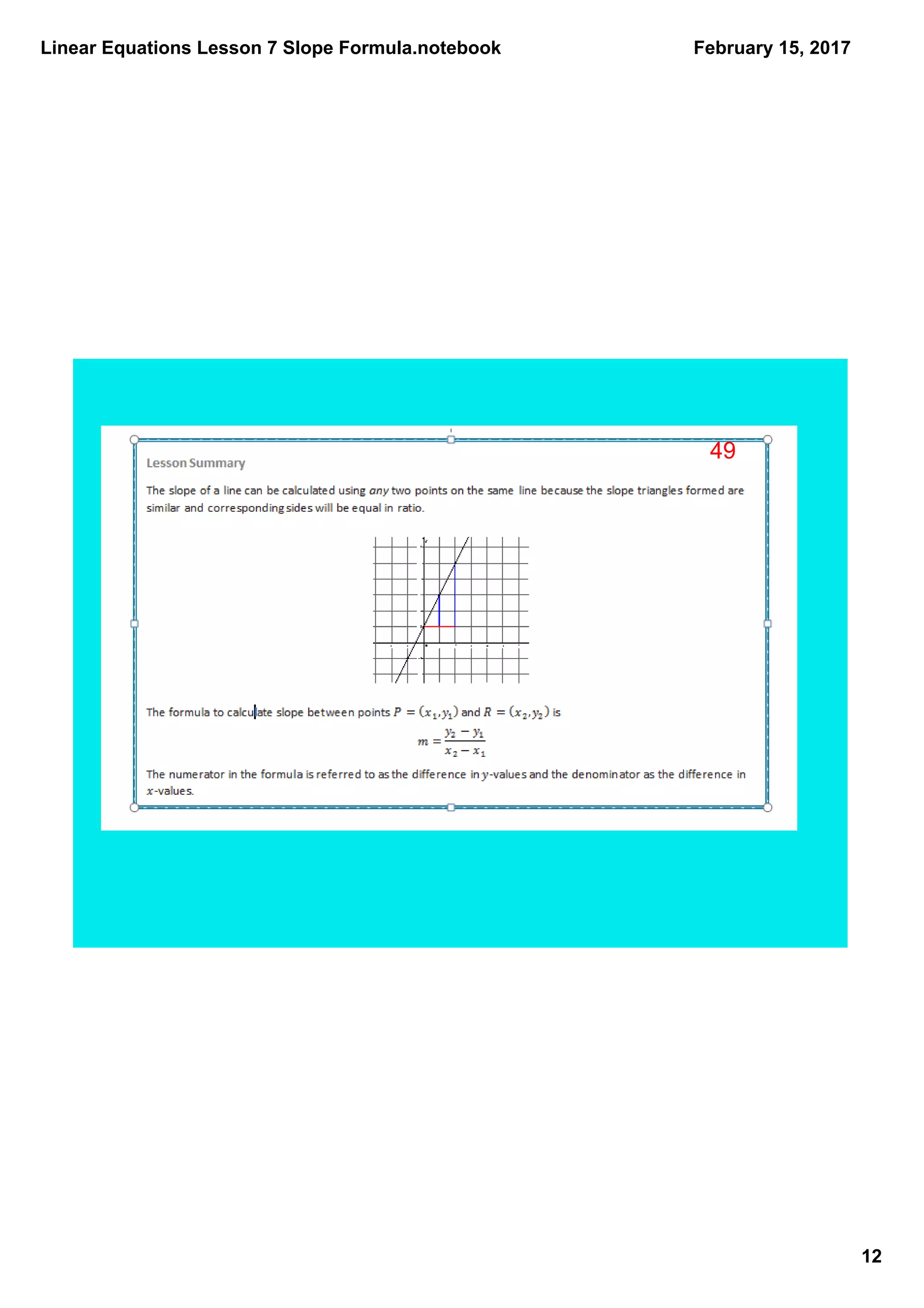 Linear equations lesson 7 slope formula | PDF