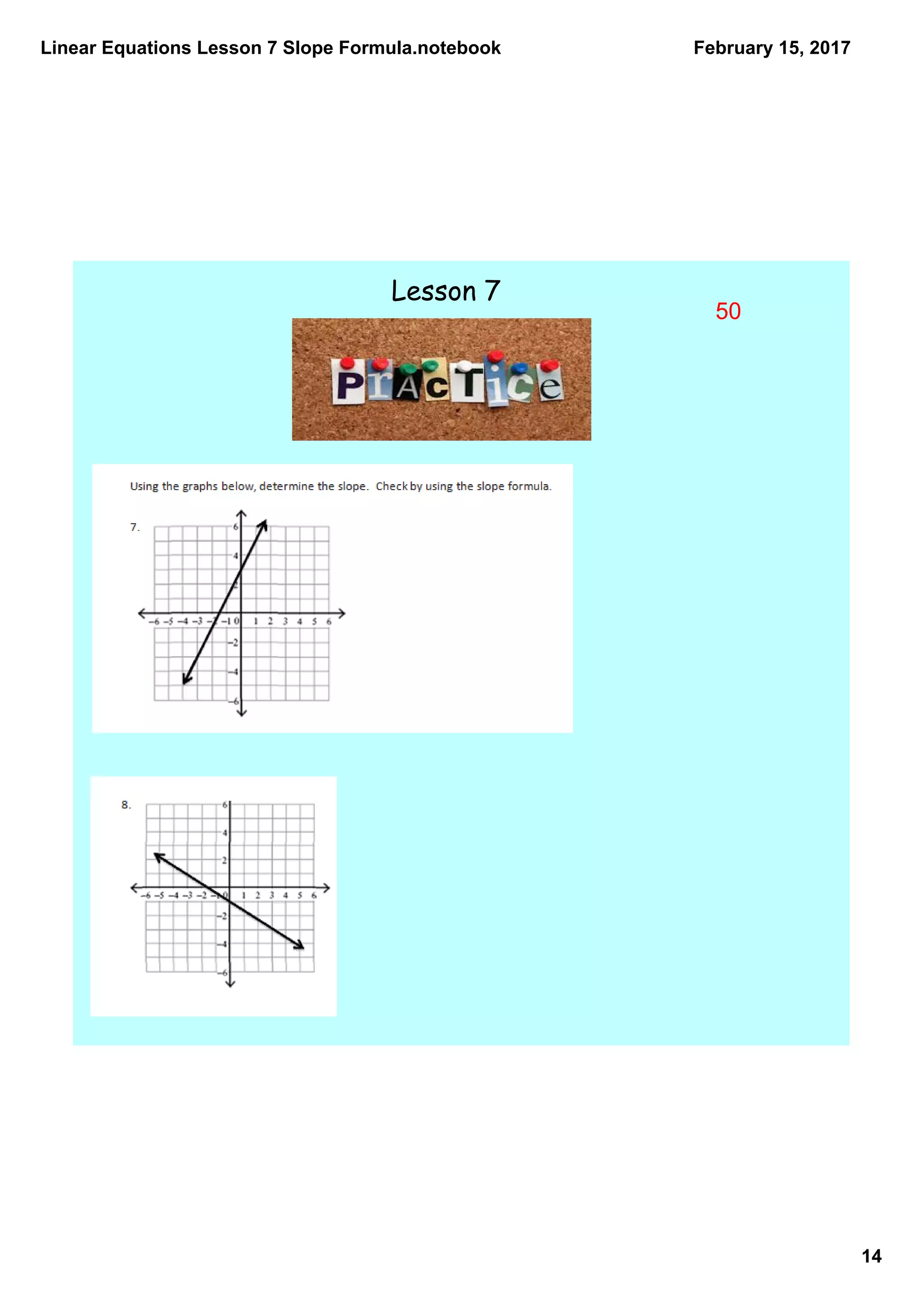 Linear equations lesson 7 slope formula | PDF