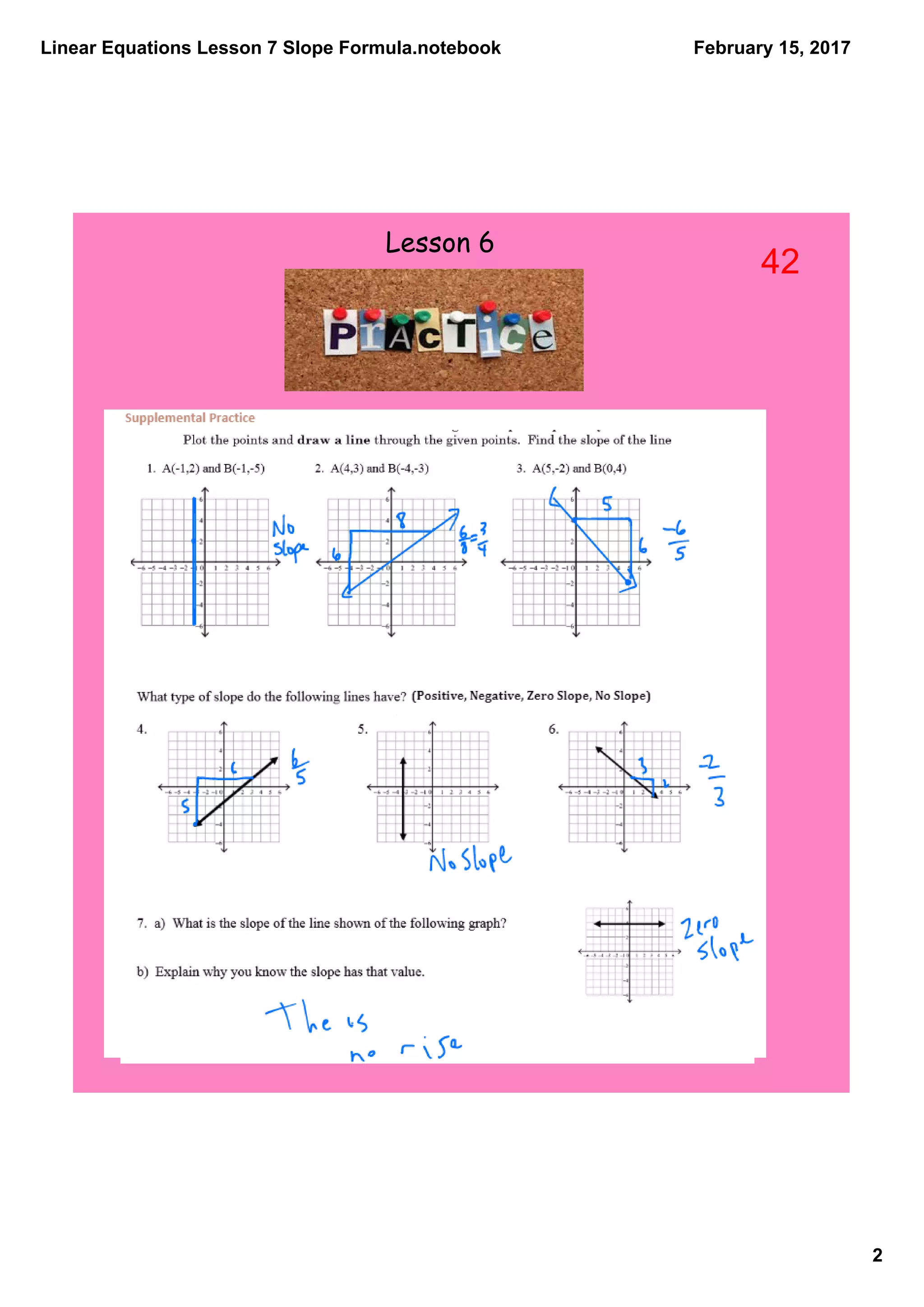 Linear equations lesson 7 slope formula | PDF