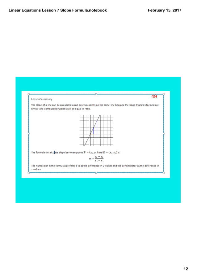 Linear equations lesson 7 slope formula | PDF