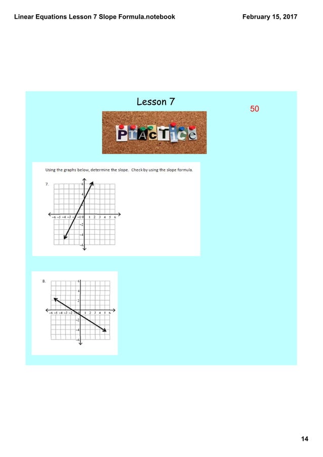 Linear equations lesson 7 slope formula | PDF