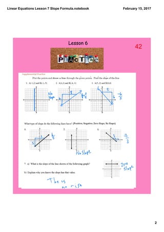 Linear equations lesson 7 slope formula | PDF