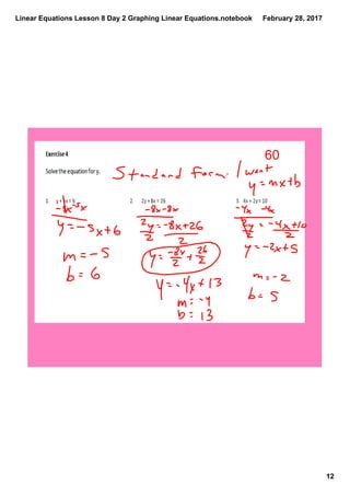 Linear equations lesson 8 day 2 graphing linear equations | PDF