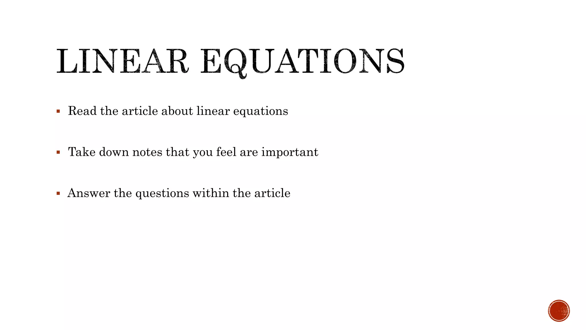 Linear equations reading | PPTX