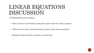 Linear equations reading | PPT