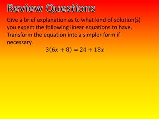 Linear equations review | PPT
