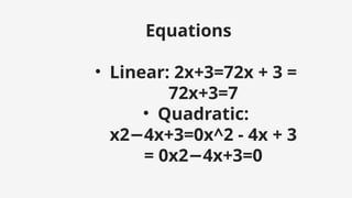 Linear Equations with One Variable Education Presentation in White Purple Green Simple Lined ...