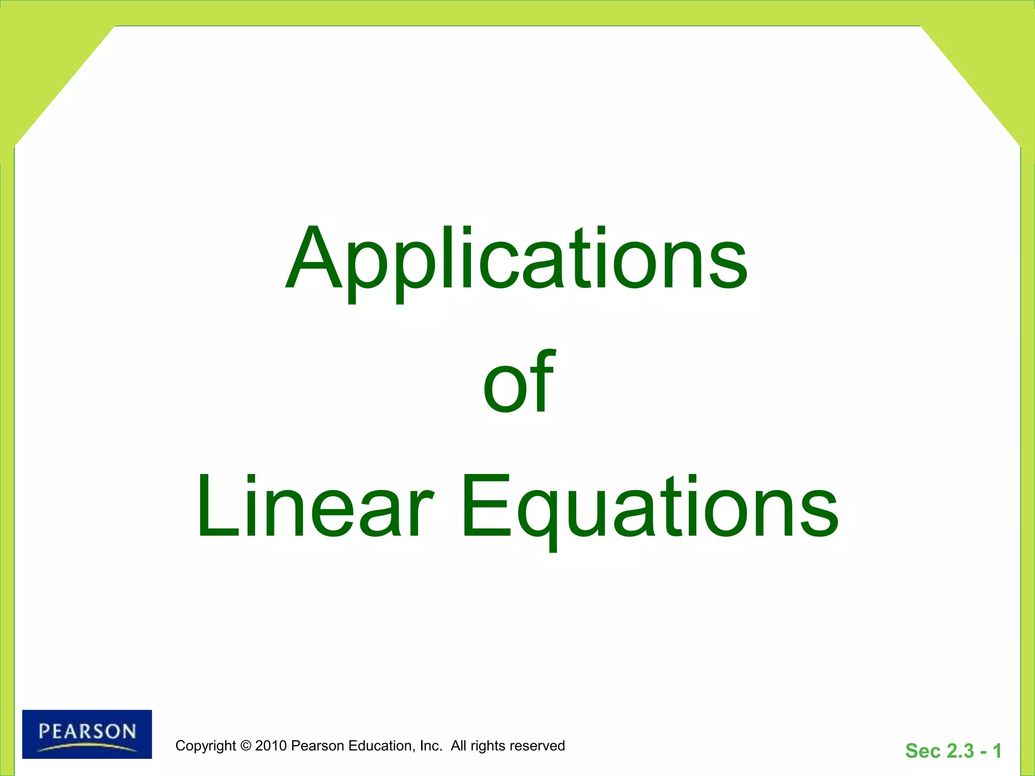Linear Equation Word Problem Complete.ppt
