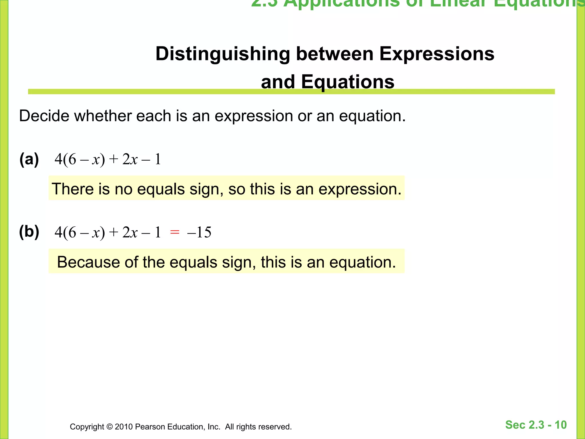 Linear Equation Word Problem Complete.ppt