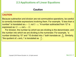 Linear Equation Word Problem Complete.ppt