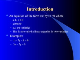 A pair of linear Equations in Two Variables | PPT