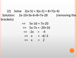 Linear equtions with one variable | PPTX