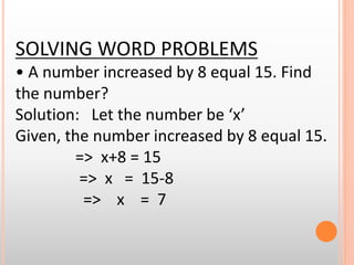 Linear equtions with one variable | PPTX