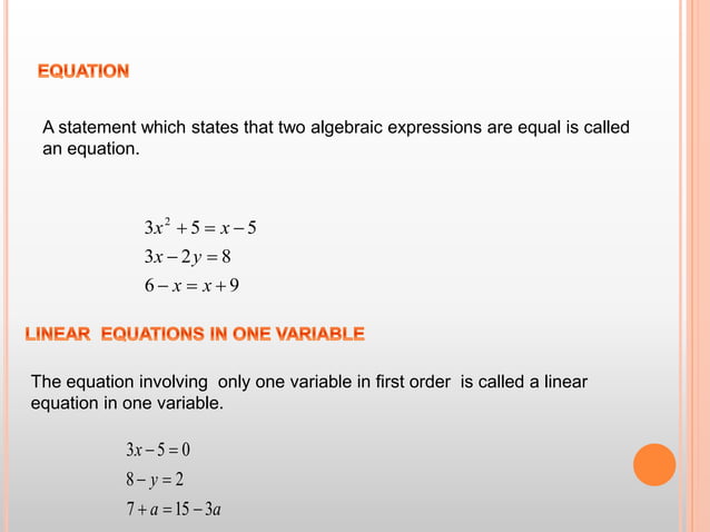 Linear equtions with one variable | PPTX