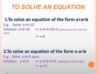 Linear equtions with one variable | PPTX