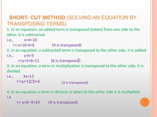 Linear equtions with one variable | PPTX