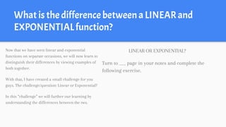 Linear & Exponential Equations/Functions | PPT | Free Download
