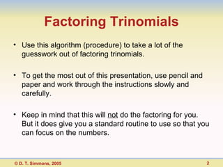Factoring Trinomials | PPT