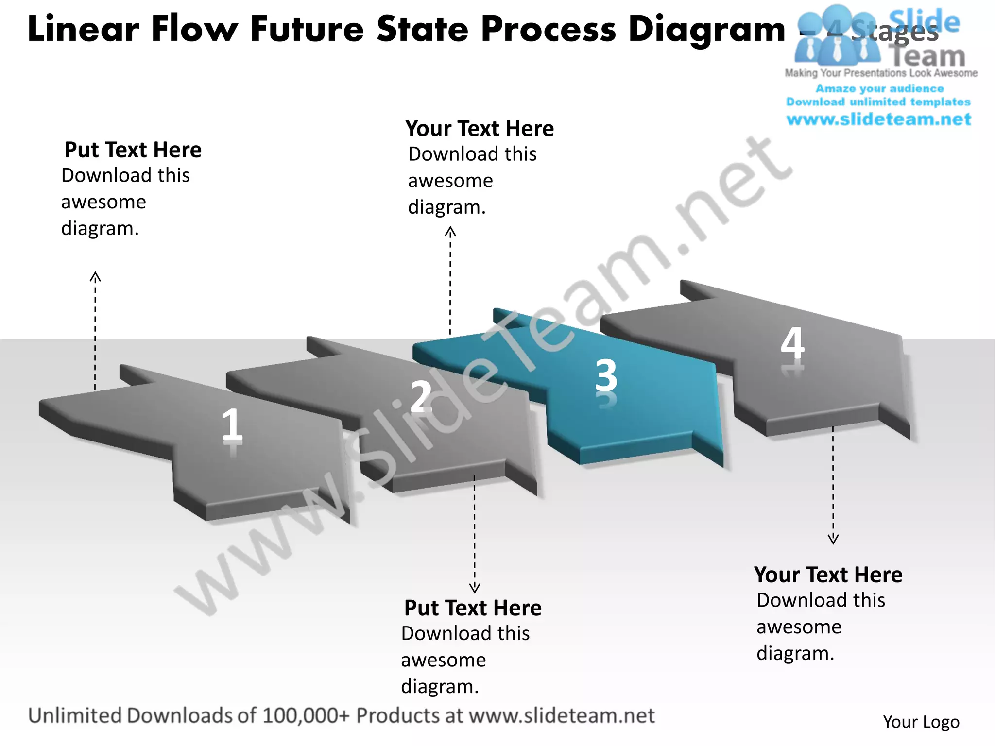 Linear flow future state process diagram 4 stages document power point ...