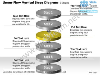 Linear flow vertical steps diagram 6 stages process charts examples ...