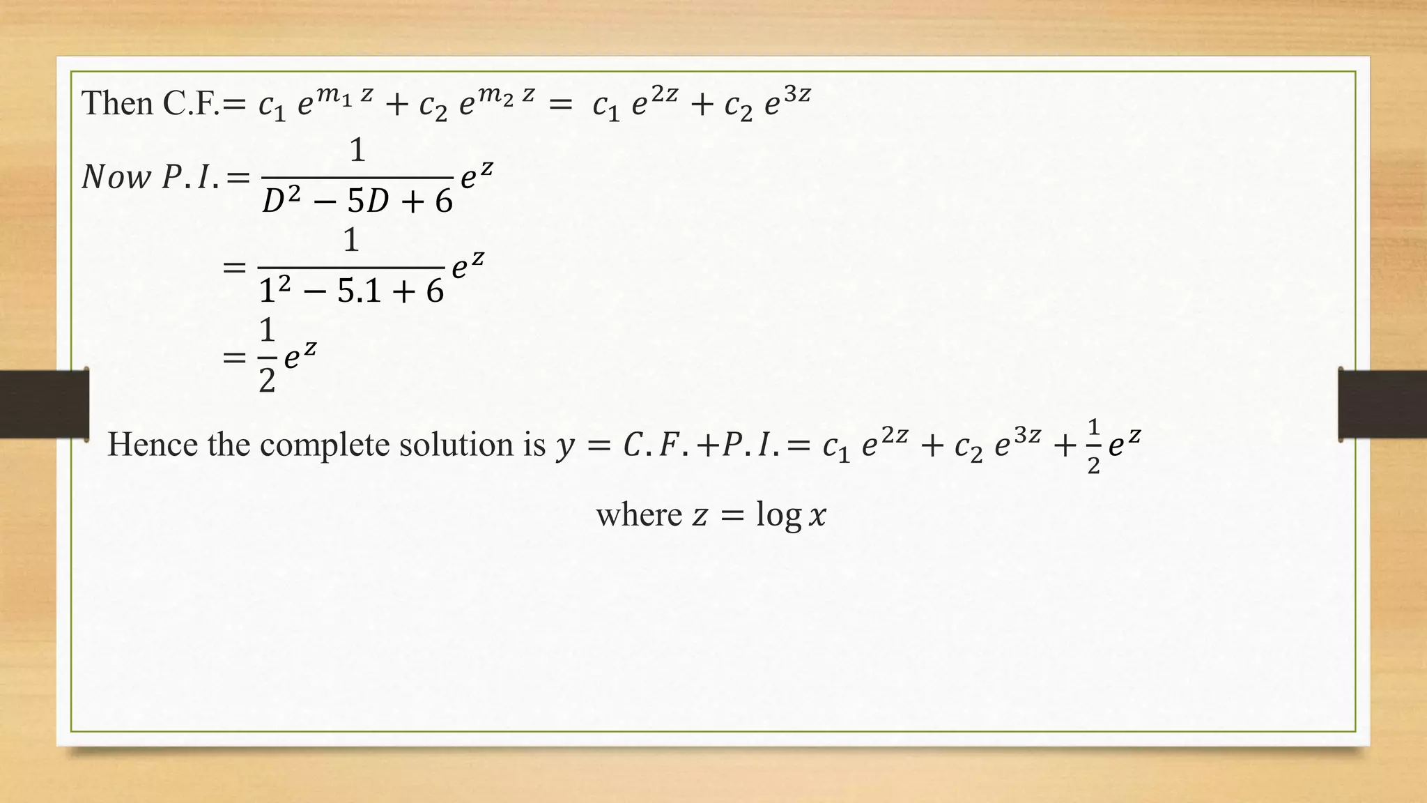 Homogeneous Linear Differential Equations | PPTX