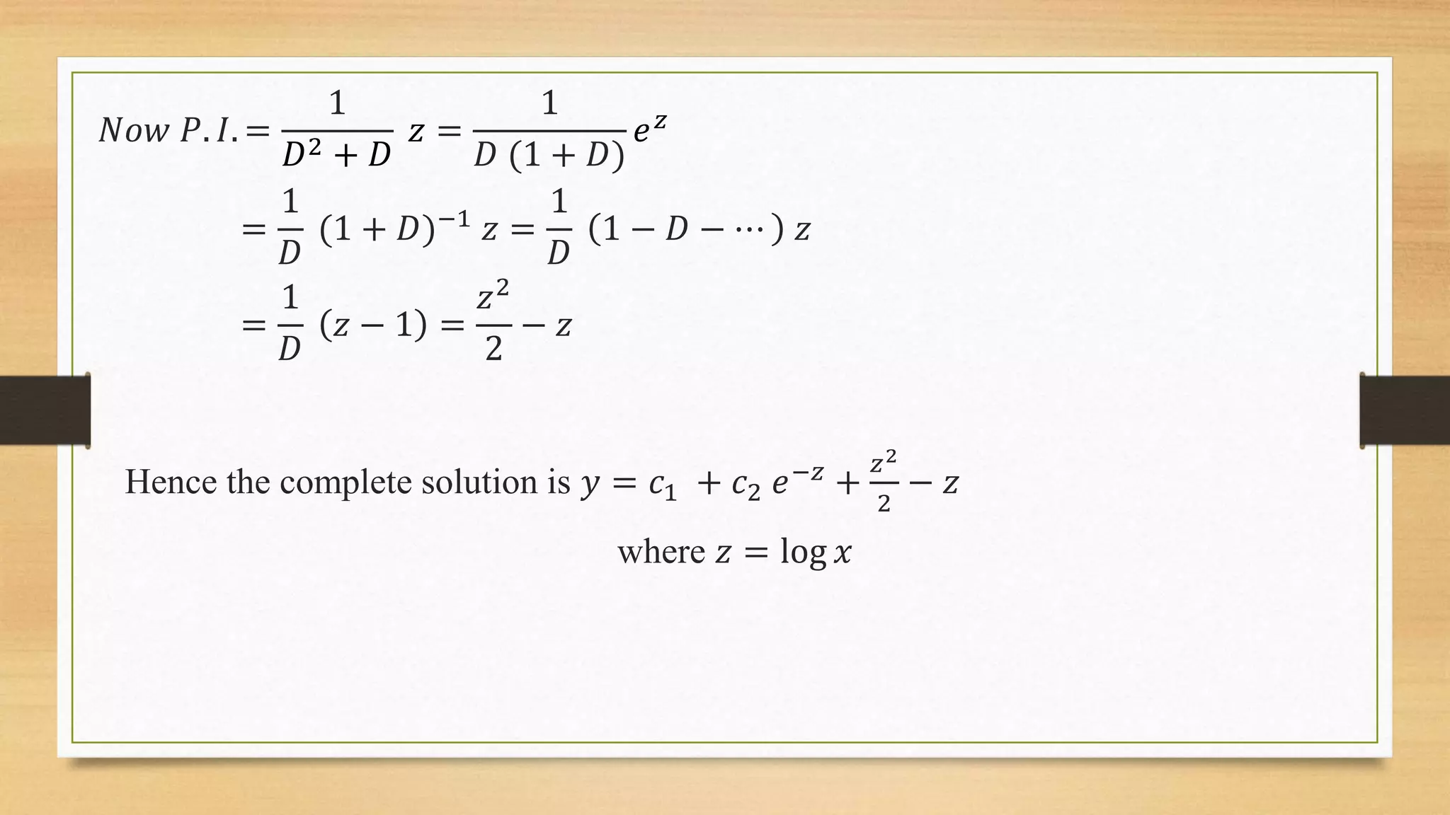 Homogeneous Linear Differential Equations | PPTX