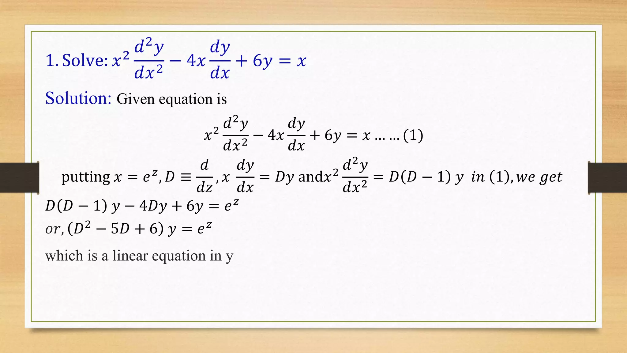 Homogeneous Linear Differential Equations | PPTX