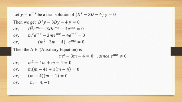 Homogeneous Linear Differential Equations | PPTX