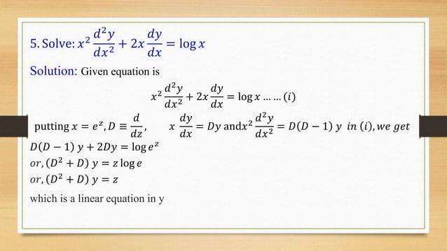 Homogeneous Linear Differential Equations | PPTX